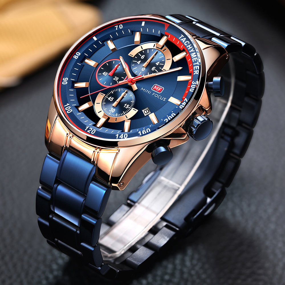 Blue and Gold Luxury Fashion Watch – NaijaFootStore